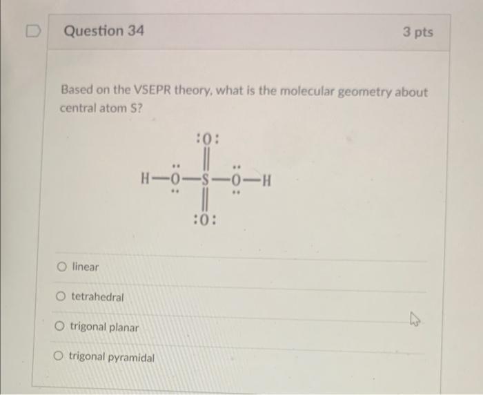 Solved Based on the VSEPR theory, what is the molecular | Chegg.com