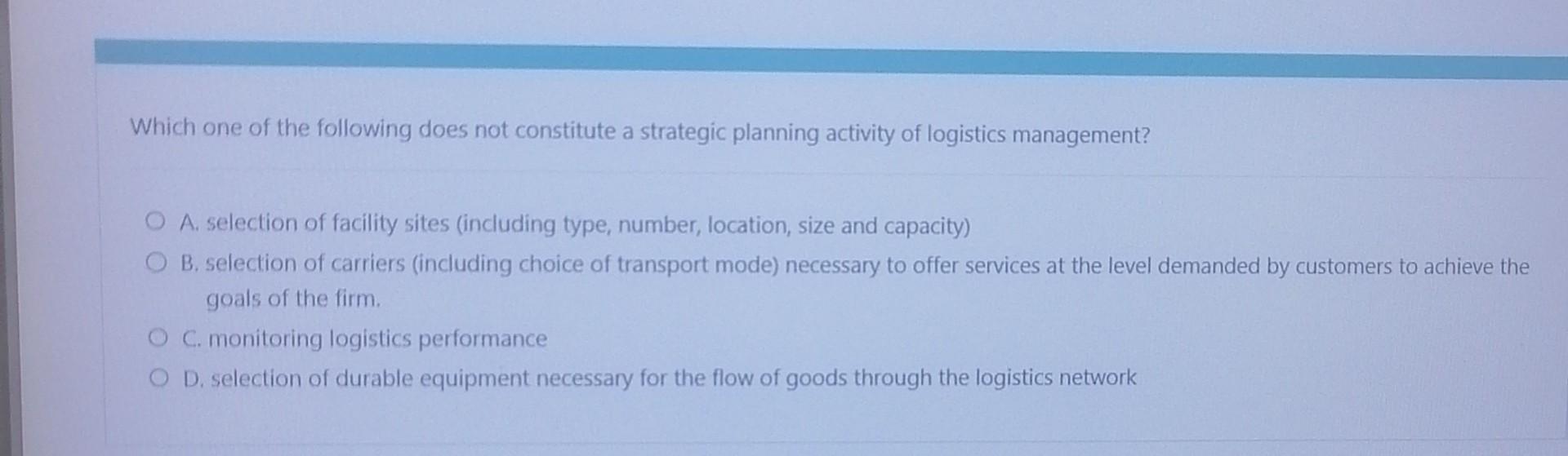 Solved Which one of the following does not constitute a | Chegg.com