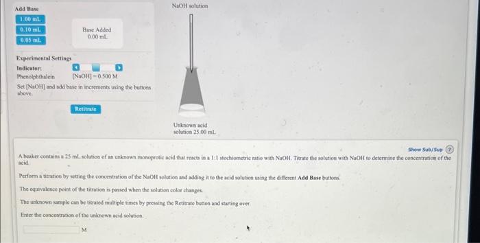 Solved Thenelphthalein [Naบทย] =0.900M Set [NaOH] and sdd | Chegg.com