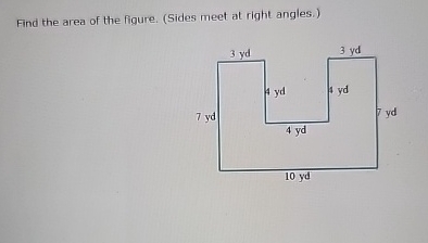 Solved Find the area of the figure. (Sides meet at right | Chegg.com
