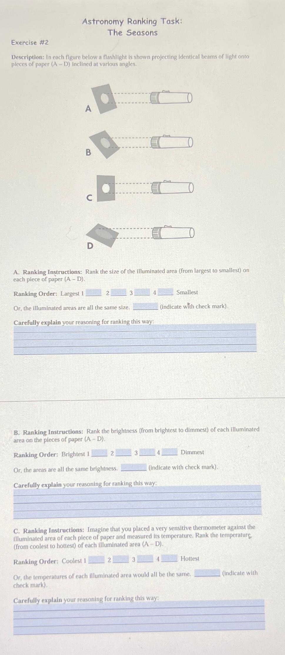Solved Astronomy Ranking Task:The SeasonsExercise | Chegg.com