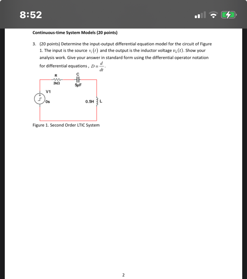 Solved 8:52Continuous-time System Models (20 ﻿points)3. ( 20 | Chegg.com
