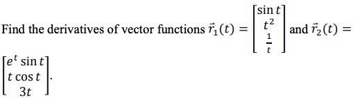 Solved Find the derivatives of the two vector functions in | Chegg.com