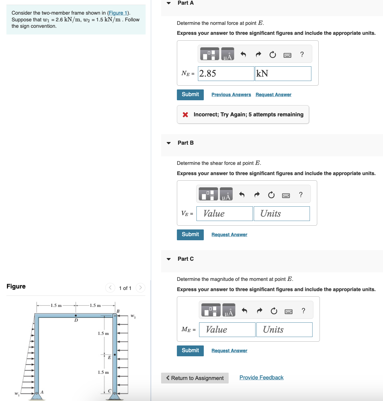 Solved Consider the two-member frame shown in (Figure | Chegg.com