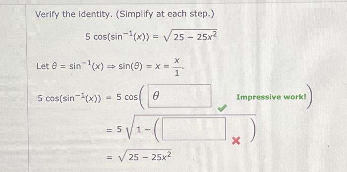 Solved Verify the identity. (Simplify at each step.) | Chegg.com