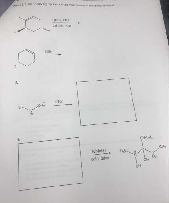Solved II. In the following questions write your answer in | Chegg.com