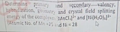 Determine primary and secendary valency, | Chegg.com