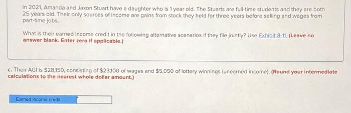 Solved In 2021, Amanda and Jaxon Stuart have a daughter who | Chegg.com