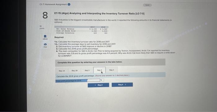 Solved E7-15 (Algo) Analyzing and Interpreting the Inventory | Chegg.com