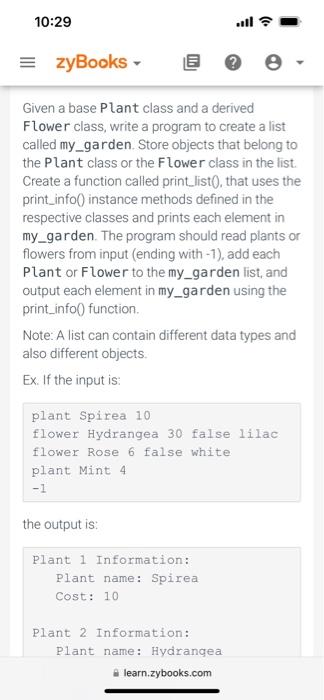 Solved the code MUST state "Plant # Information" not just | Chegg.com
