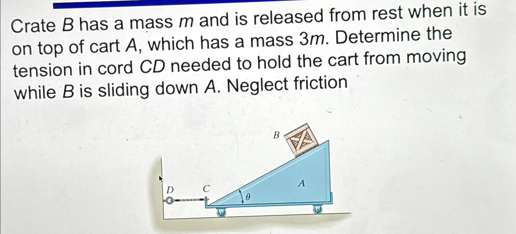 Crate B ﻿has a mass m ﻿and is released from rest when | Chegg.com