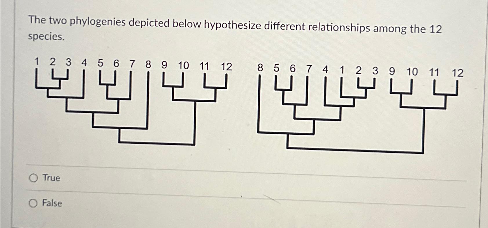 Solved The two phylogenies depicted below hypothesize | Chegg.com