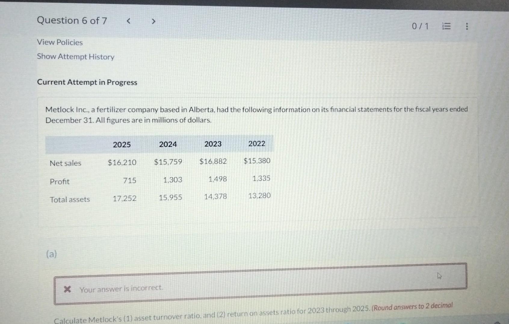 Solved Current Attempt in Progress Metlock Inc., a | Chegg.com