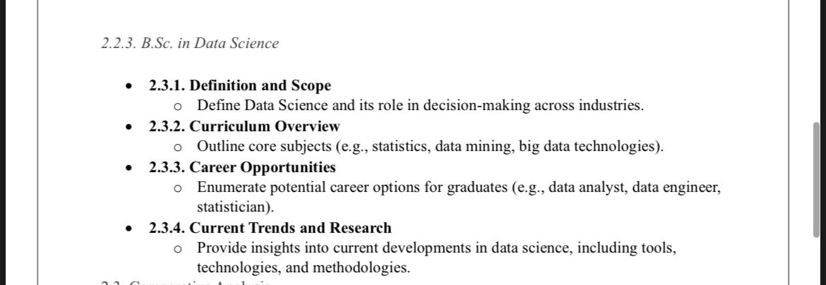 Solved 2.2.3. ﻿B.Sc. ﻿in Data Science2.3.1. ﻿Definition and | Chegg.com