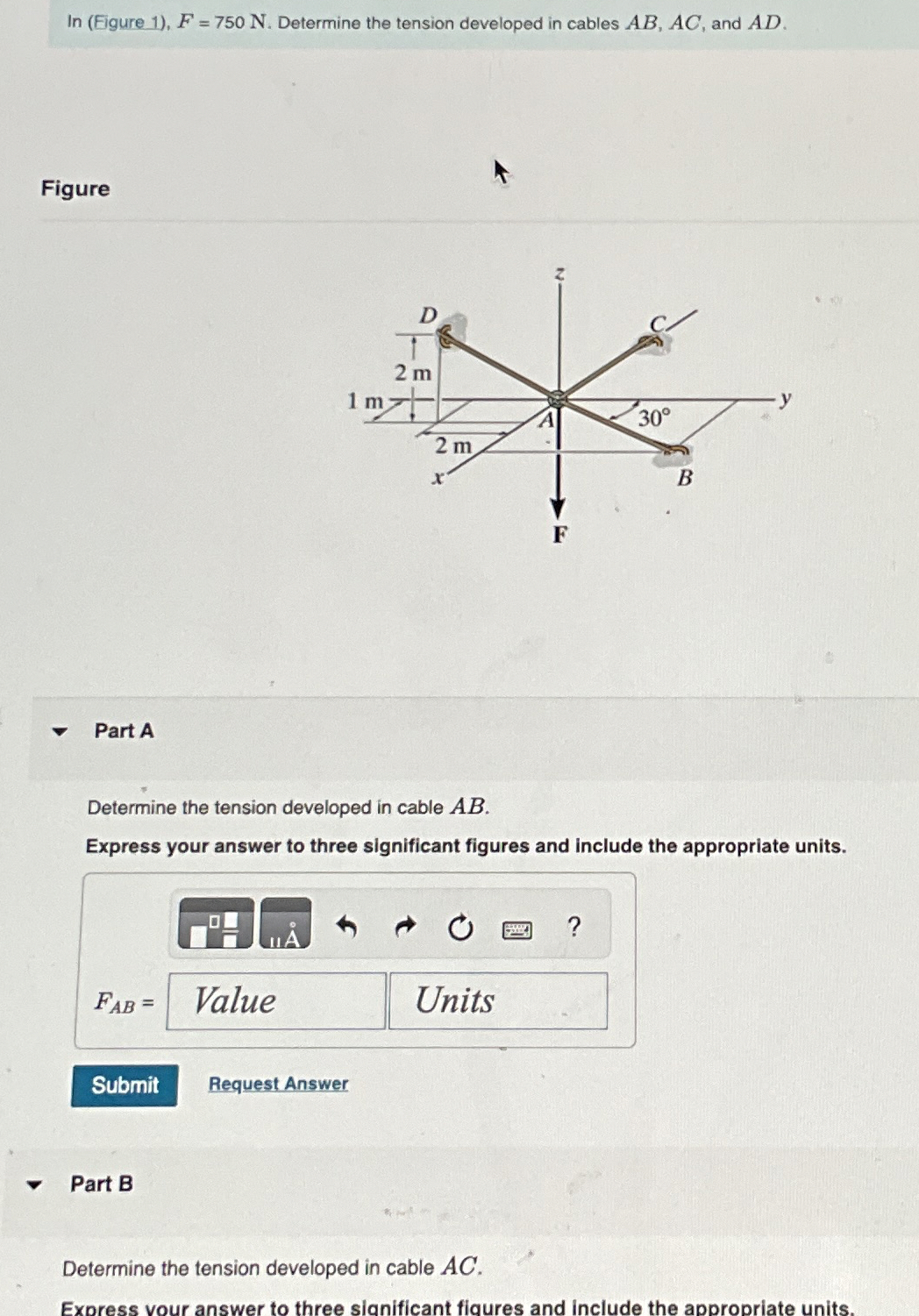 Solved In (Figure 1), F=750N. ﻿Determine the tension | Chegg.com