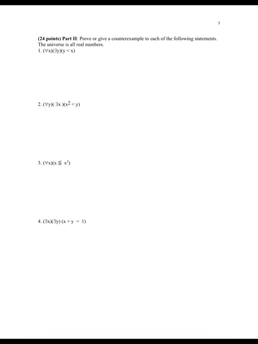 Solved (24 points) Part II: Prove or give a counterexample | Chegg.com