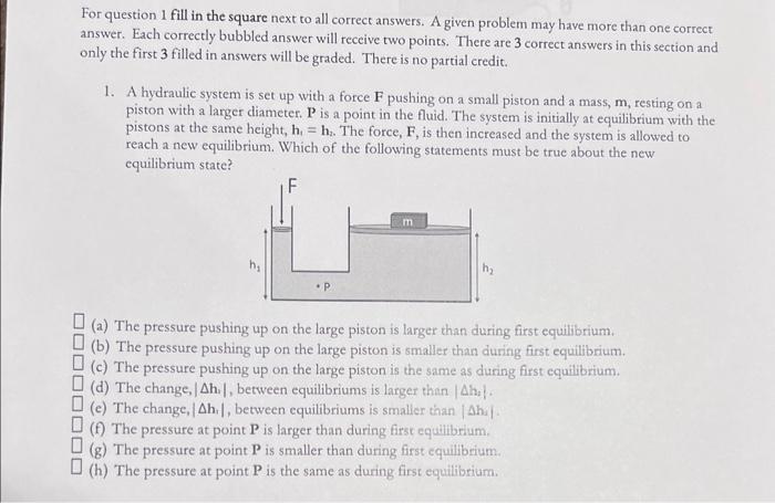 Solved For question 1 fill in the square next to all correct | Chegg.com