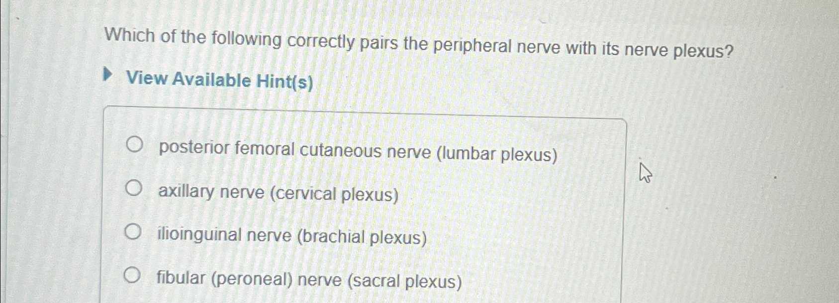 Solved Which of the following correctly pairs the peripheral | Chegg.com