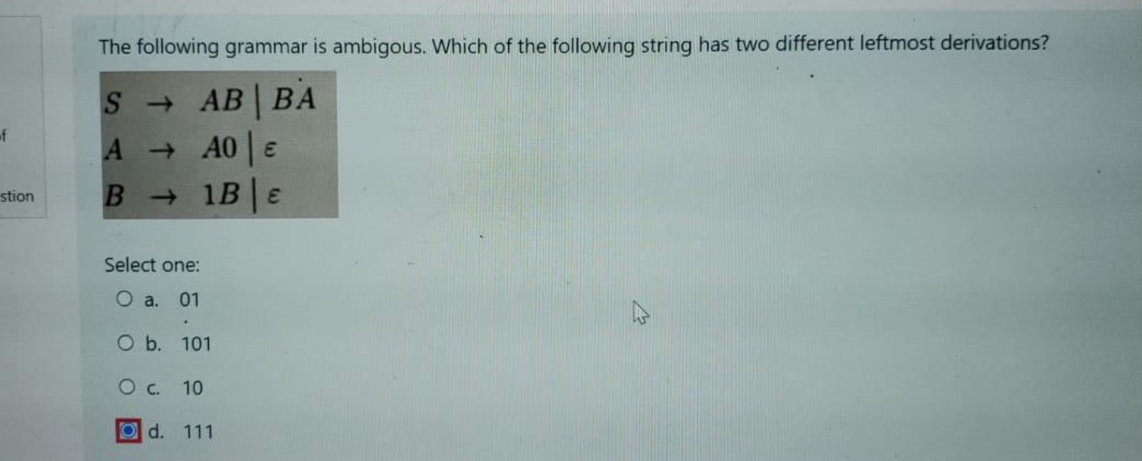 Solved The following grammar is ambigous. Which of the | Chegg.com