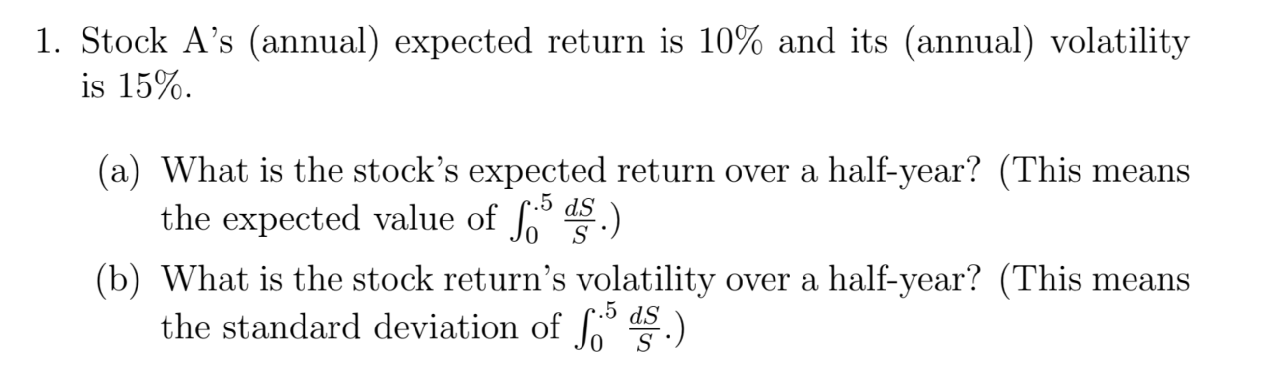 Solved Stock A's (annual) ﻿expected return is 10% ﻿and its | Chegg.com