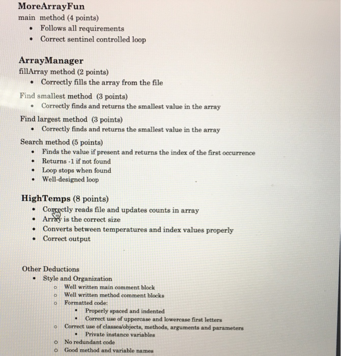 Solved Part 1 Create a java class called MoreArrayFun.java | Chegg.com