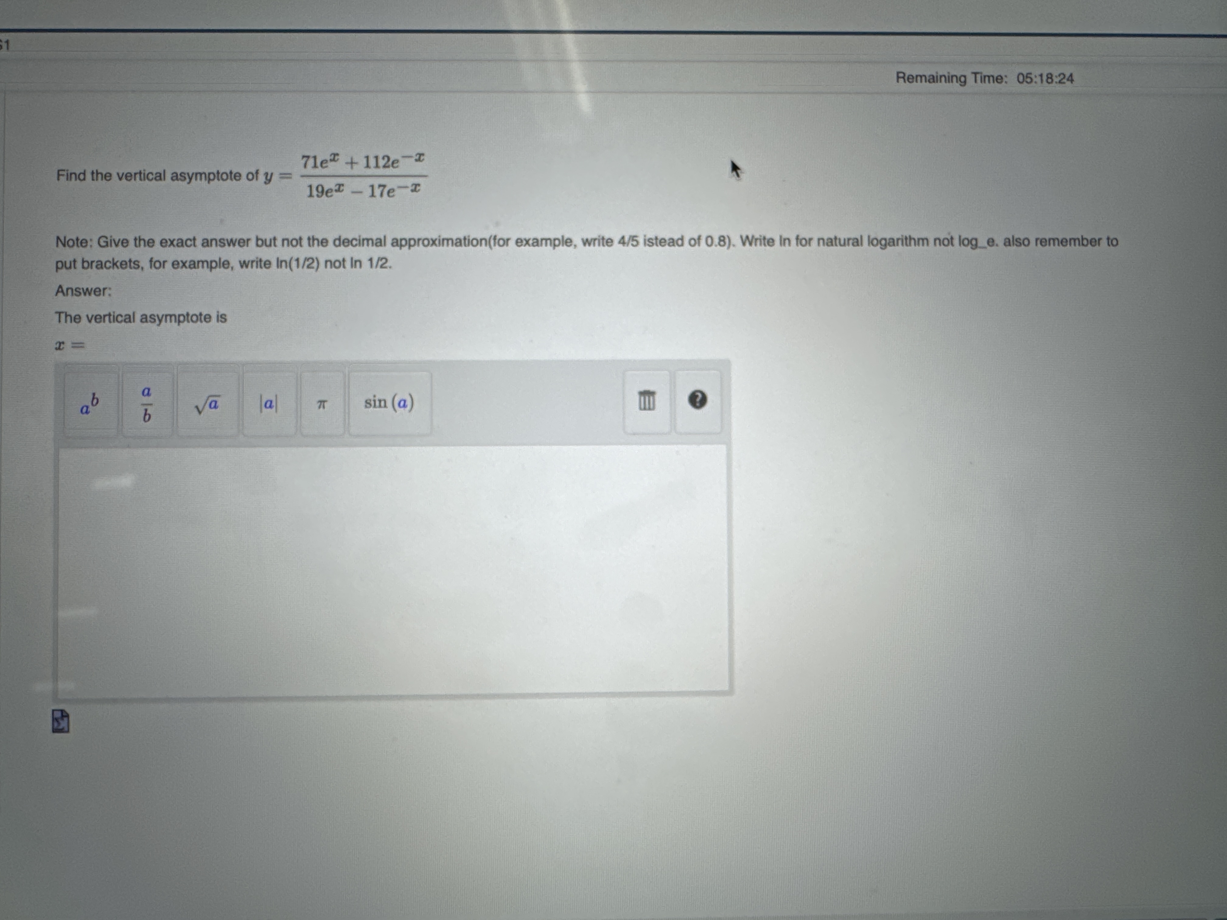 Solved Find the vertical asymptote of | Chegg.com
