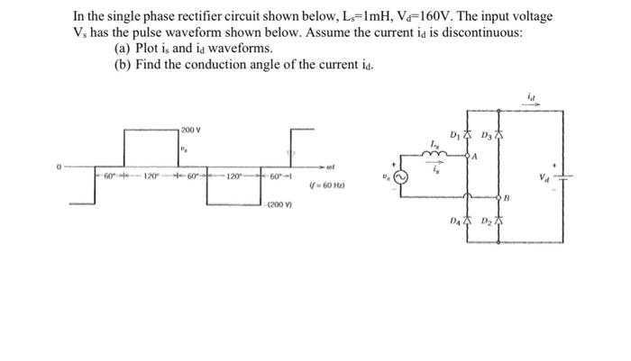 Solved In the single phase rectifier circuit shown below, | Chegg.com