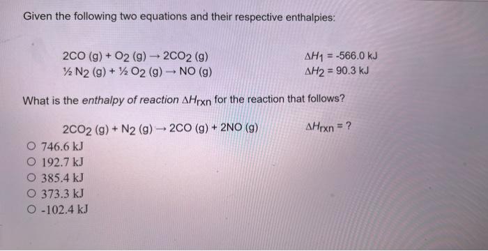 Solved Given the following two equations and their | Chegg.com
