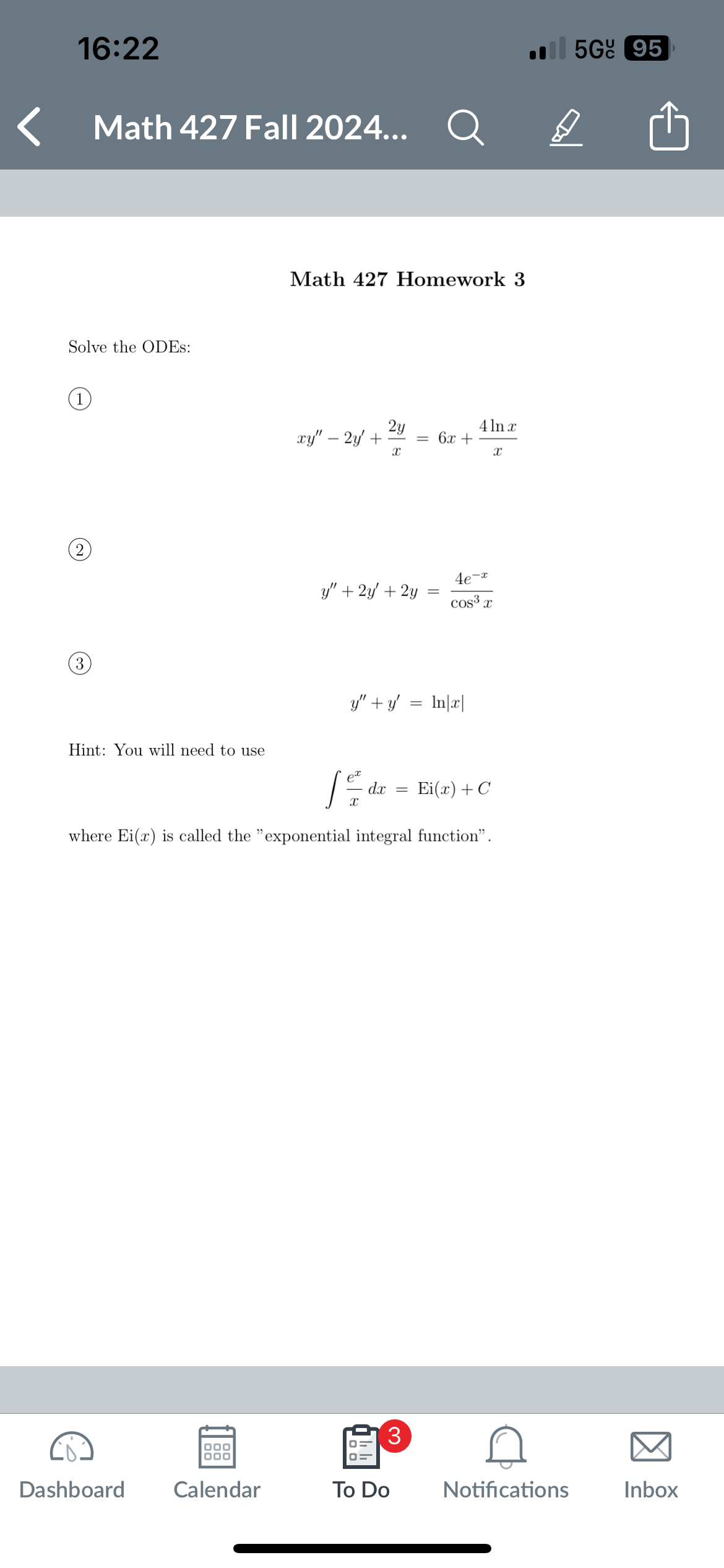 Solved 16:225G95Math 427 ﻿Fall 2024...Math 427 ﻿Homework | Chegg.com