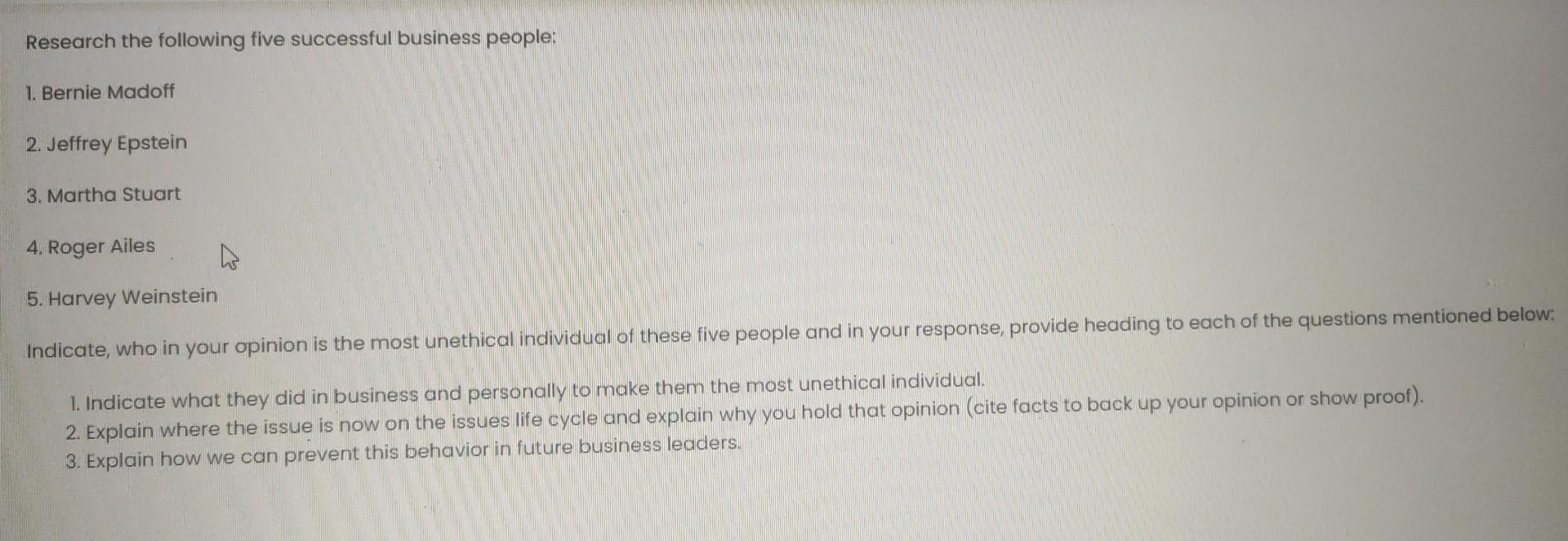 Solved Research the following five successful business | Chegg.com