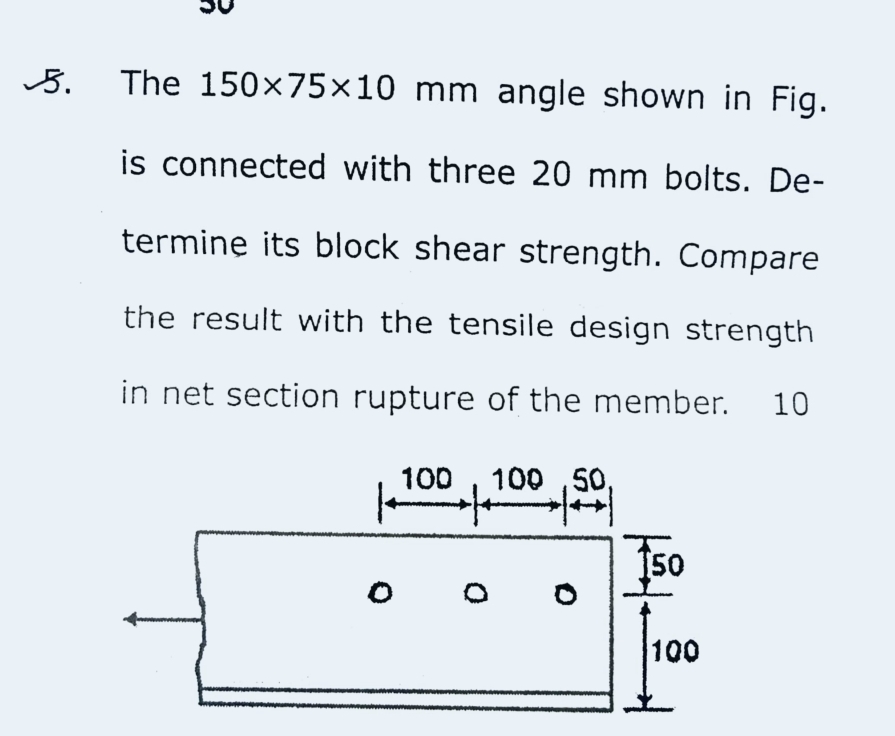 Solved The 150×75×10mm ﻿angle shown in Fig. is connected | Chegg.com