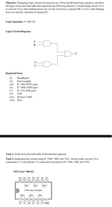 Solved Objective: Designing logic circuits for practical | Chegg.com