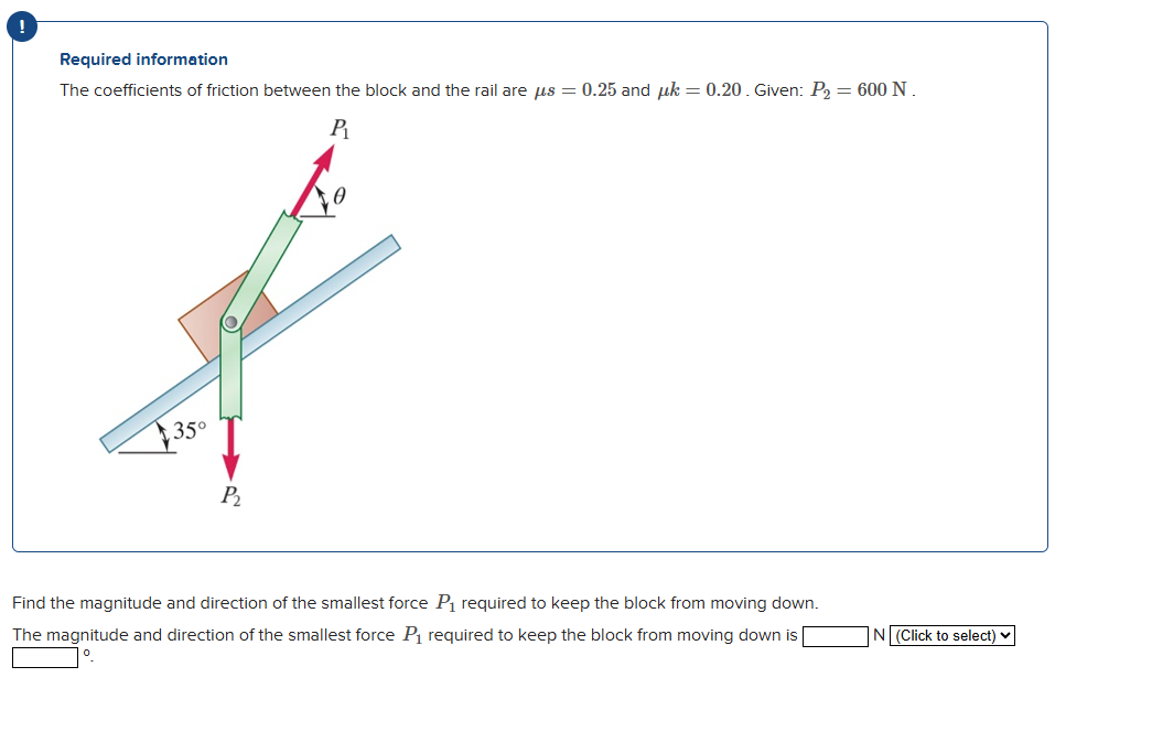 Solved Required information The coefficients of friction | Chegg.com