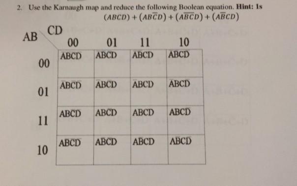 Solved 2. Use the Karnaugh map and reduce the following | Chegg.com