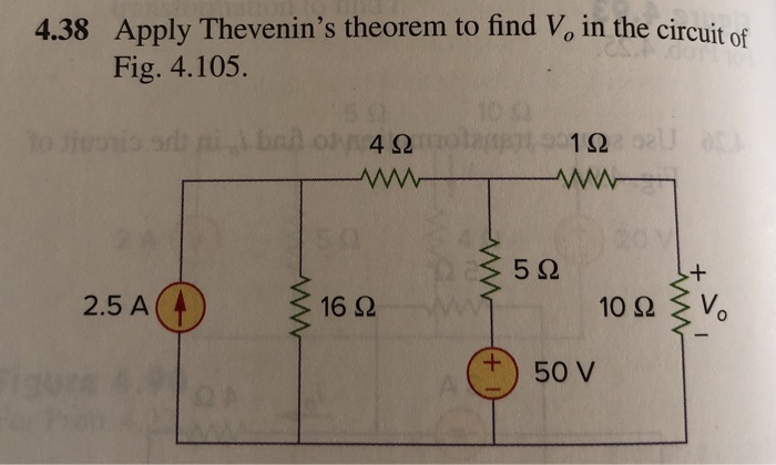 Solved 4.38 Apply Thevenin's theorem to find V. in the | Chegg.com