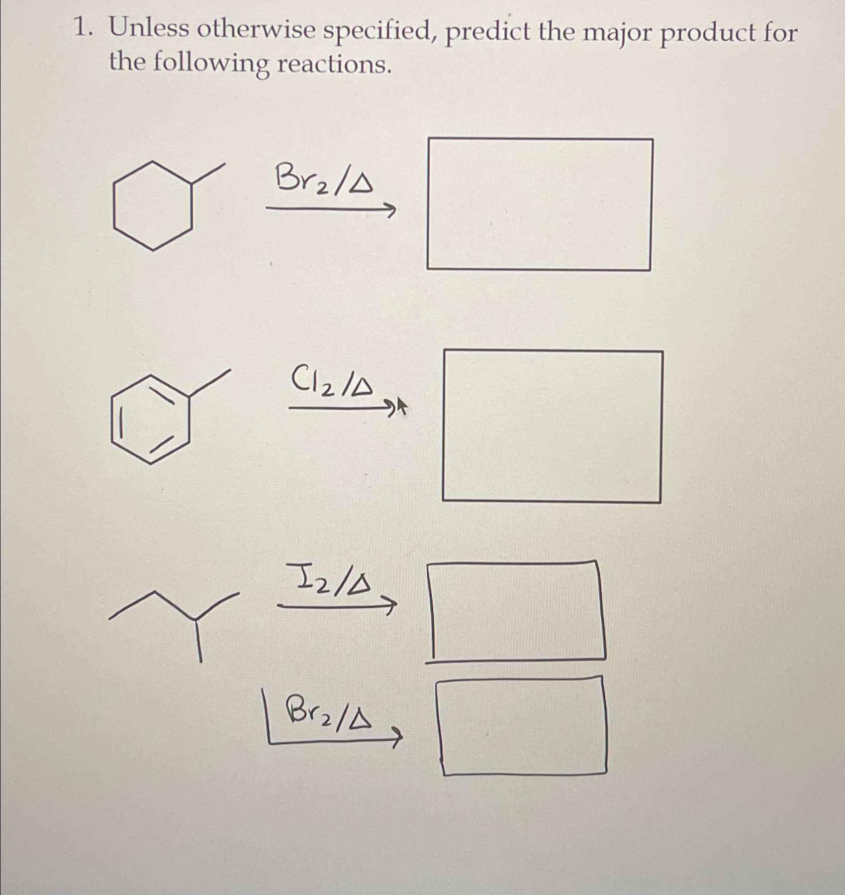 Solved Unless otherwise specified, predict the major product | Chegg.com