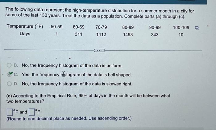 [Solved]: The following data represent the high-temperature