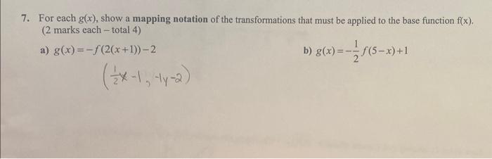 Solved 7 For Each Gx Show A Mapping Notation Of The 