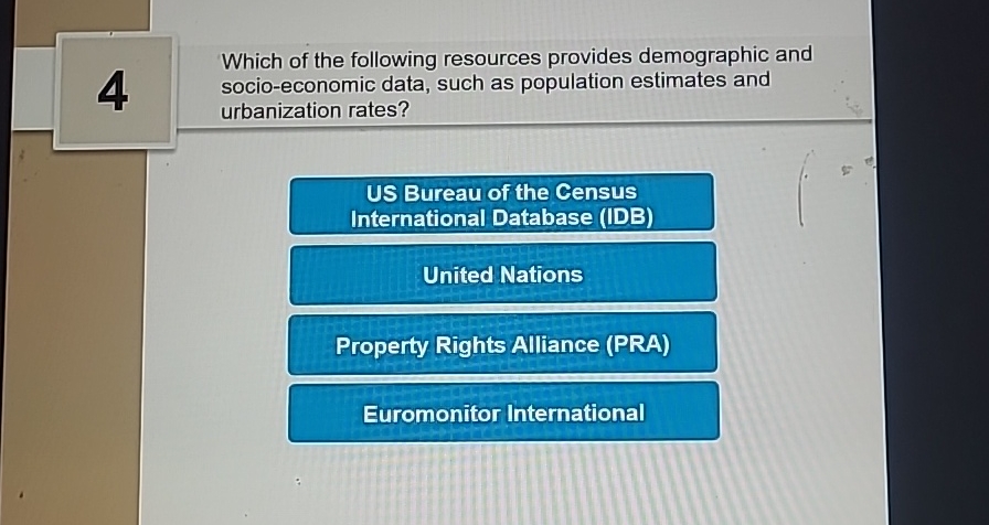 Solved Which of the following resources provides demographic | Chegg.com