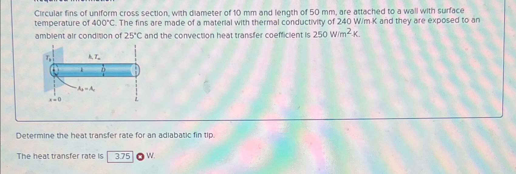 Solved Circular fins of uniform cross section, with diameter | Chegg.com