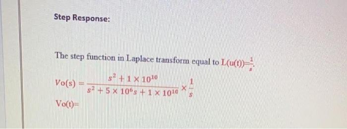 Solved Step Response: The step function in Laplace transform | Chegg.com