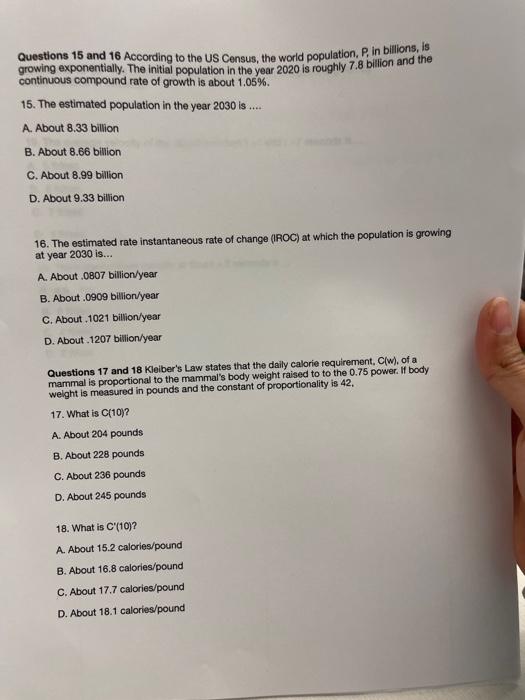 Solved Questions 15 and 16 According to the US Census, the | Chegg.com