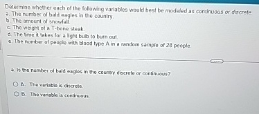 Solved Determine whether each of the following variables | Chegg.com