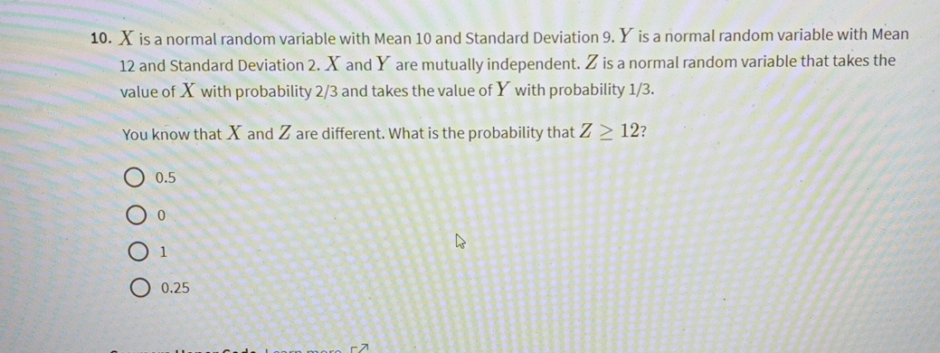 x ﻿is a normal random variable with Mean 10 ﻿and | Chegg.com