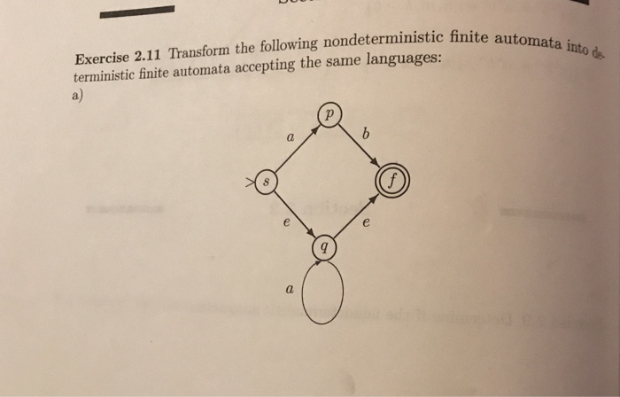 Solved ic finite automata into de Exercise 2.11 Transform | Chegg.com