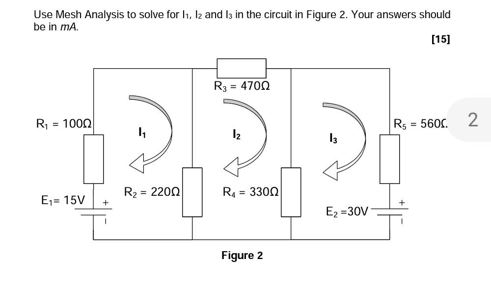 Solved Use Mesh Analysis to solve for I1,I2 and I3 in the | Chegg.com
