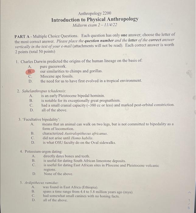PART A - Multiple Choice Questions. Each question has | Chegg.com