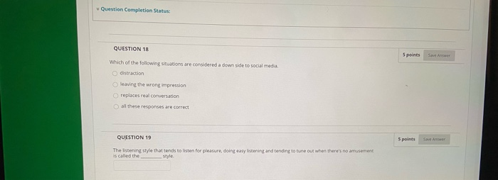 Solved Question Completion Status: QUESTION 18 5 points | Chegg.com