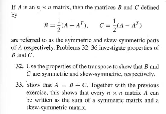 Solved If A ﻿is an n×n ﻿matrix, then the matrices B ﻿and C | Chegg.com