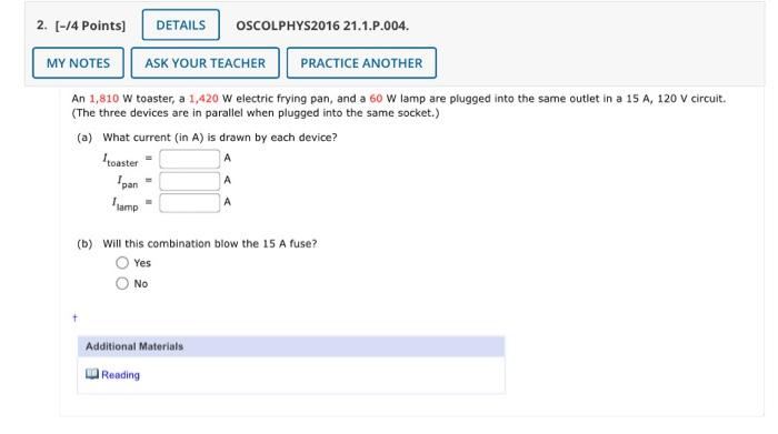 Solved 2 [ 4 Points] Details Oscolphys2016 21 1 P 004 My